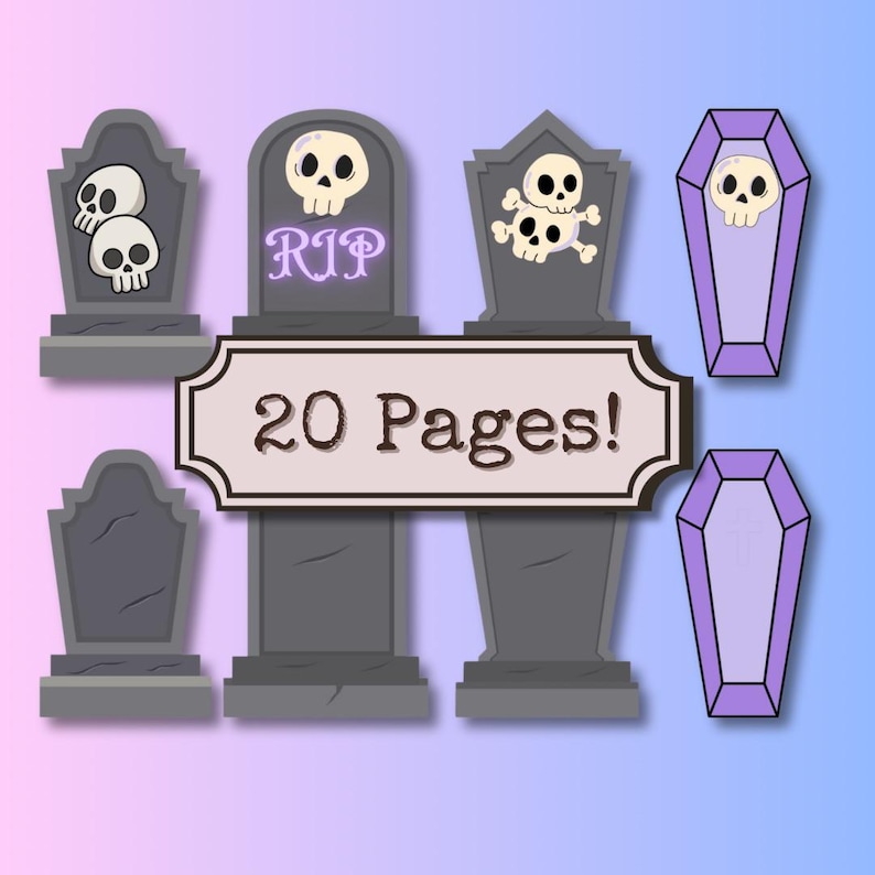 Pastel Goth Halloween Journal Kit Digital Download Coffin Shaped Spooky ...