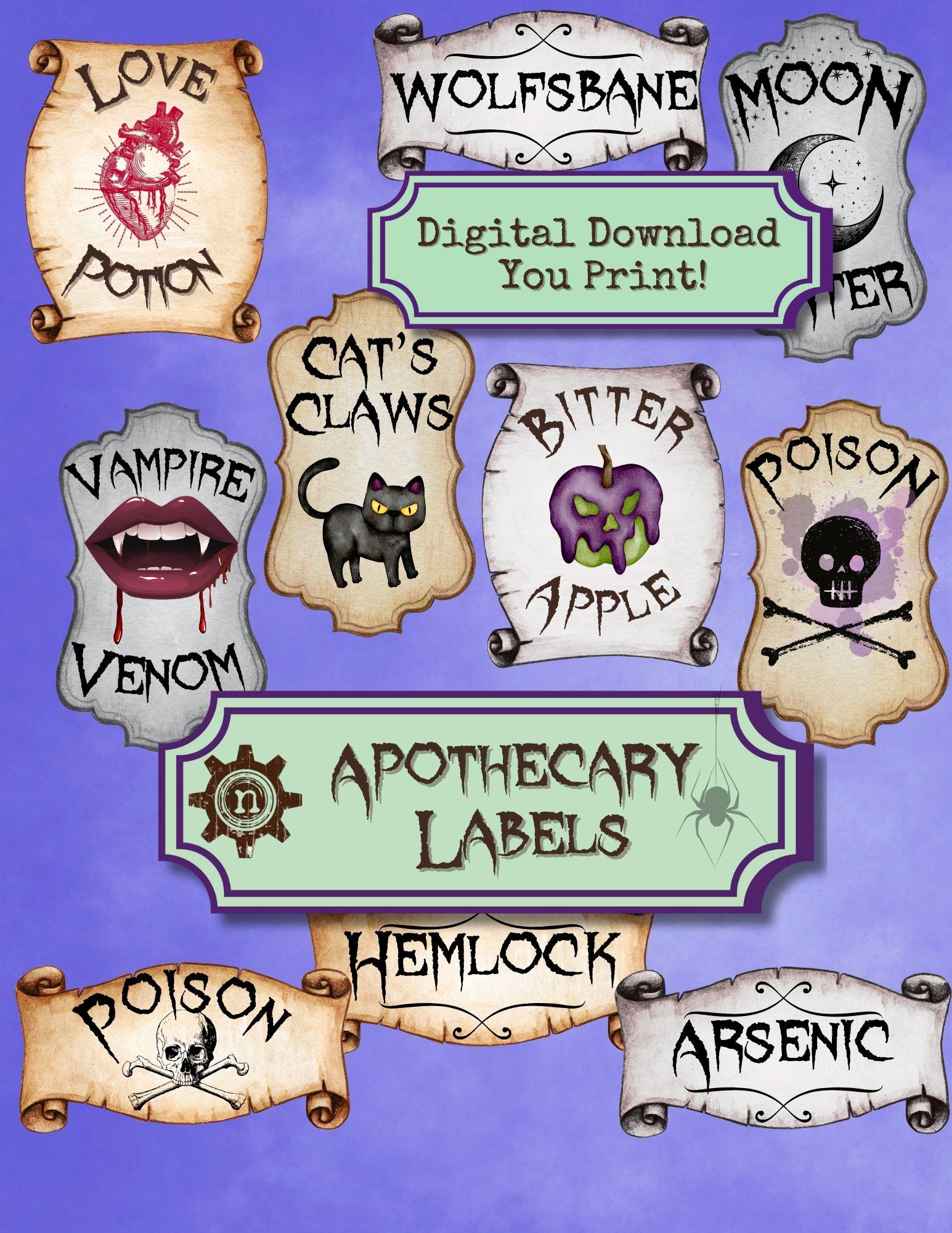 Apothecary Labels Printable Potion Labels Spooky Halloween Decor ...