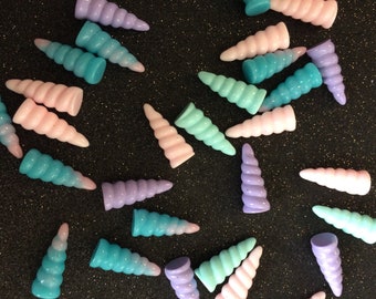 12pc. Blue Unicorn Horn with a Pink Tip Resin Cabochon So | Etsy