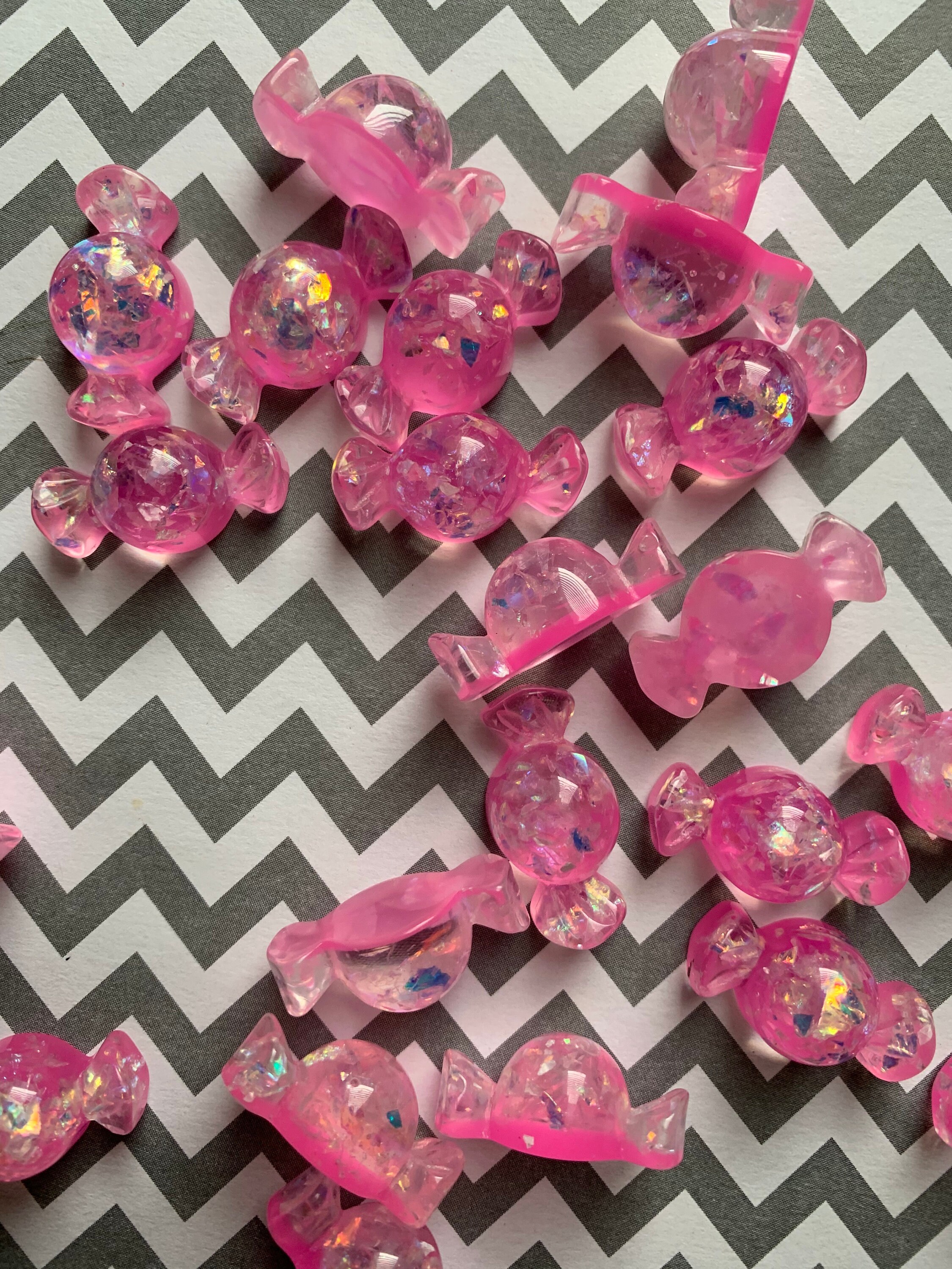 12pc. Hot Pink Kawaii Glitter Candy Confetti Faux Candy | Etsy