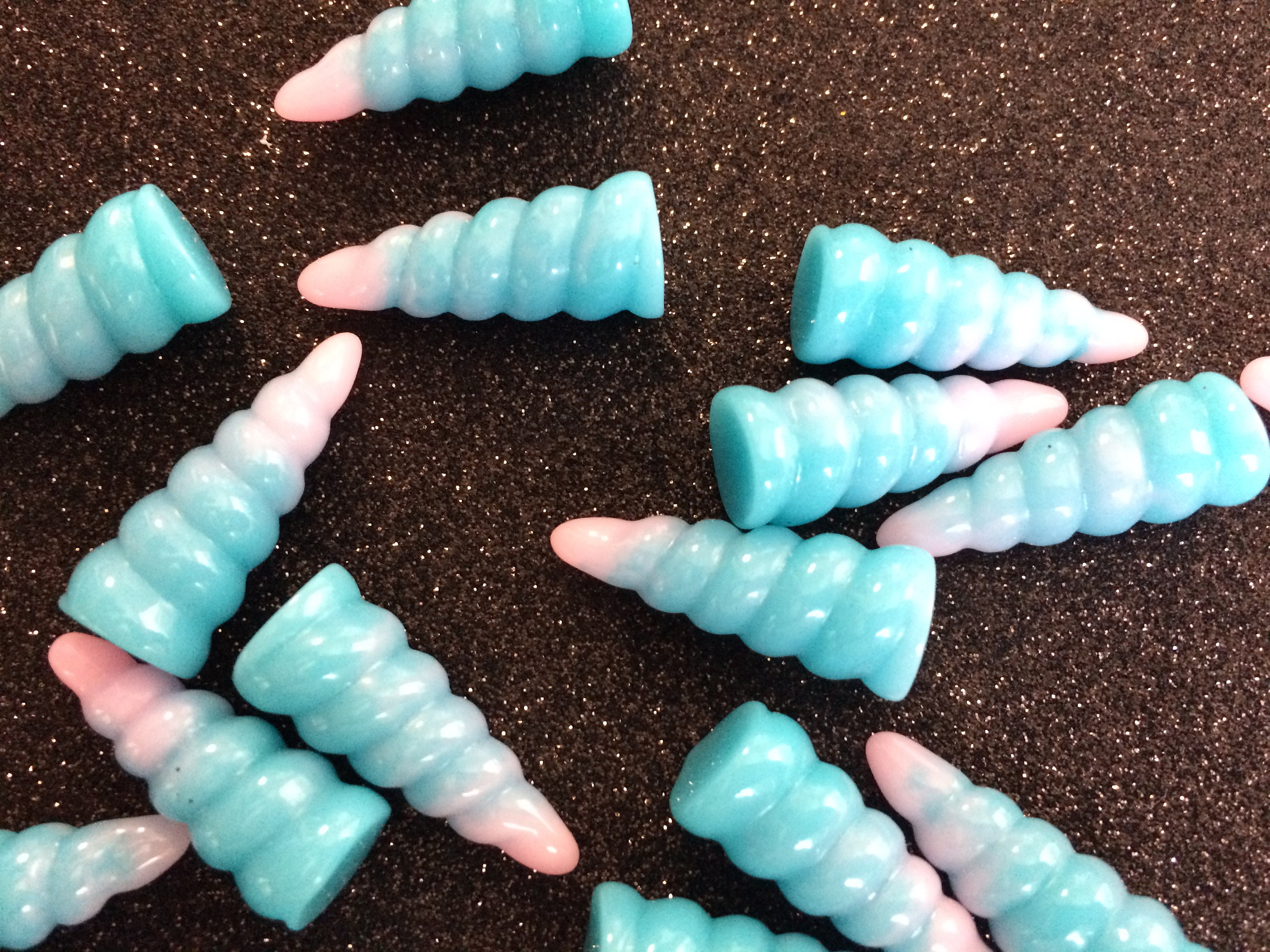 12pc. Blue Unicorn Horn With a Pink Tip, Resin Cabochon, so Kawaii! - Etsy