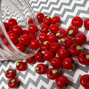 14pc Miniature Red Apples 3D Resin Fruit, Charms, Cabochon, Faux Food ...