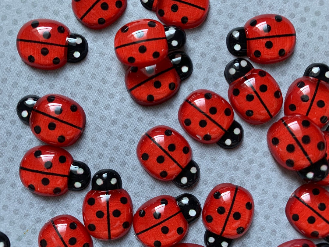 14pc. Ladybug, Lady Bug, 3D Resin Cabochon, Flatback, Bow Center, Charm ...