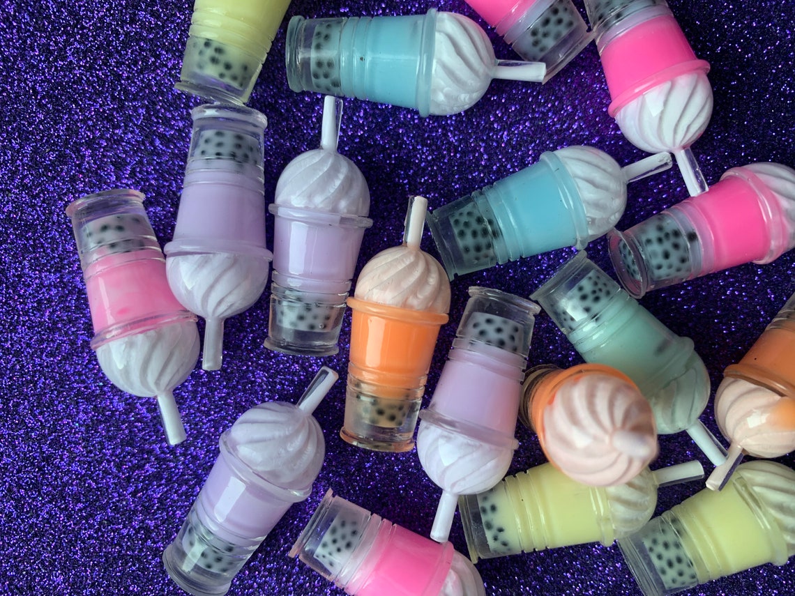 8pc. Kawaii Boba Tea Resin Planar Flatback Cabochon Bow | Etsy