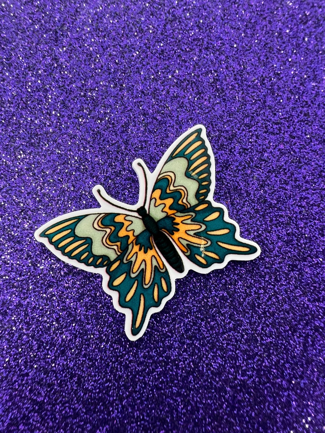 5pc. Green Butterflies, 70's Psychedelic Moth, 60s, Resin Planar ...