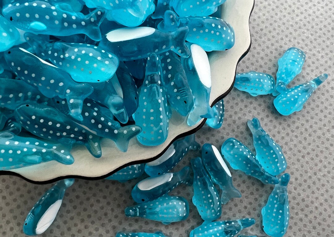 12pc. Miniature White and Blue Whale Shark, 3D Resin Cabochon, Charm ...