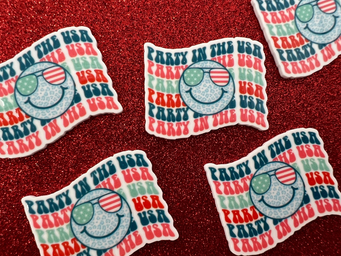 5pc. I Heart USA Flag Resin Planar Flatbacks, Cabochon, Charm, Bow ...