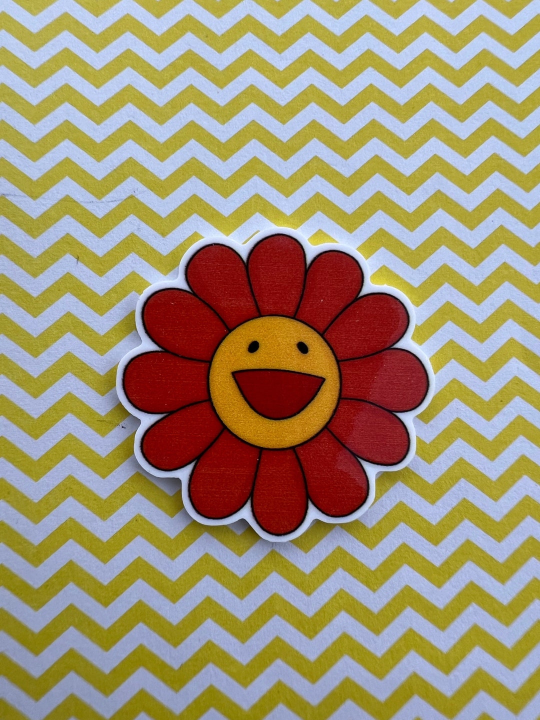 5pc Daisy, Smily Face, 70s, 60s, Resin Planar Flatback, Orange Flower ...