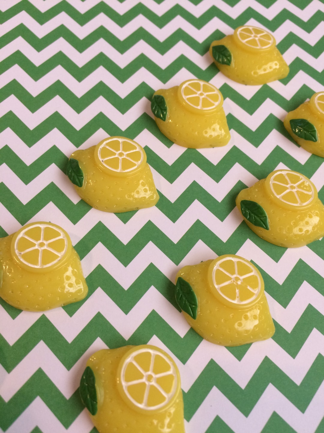 8pc Pucker Up! Miniature Lemon, Resin Fruit, Cabochon, Charm, Faux Food ...
