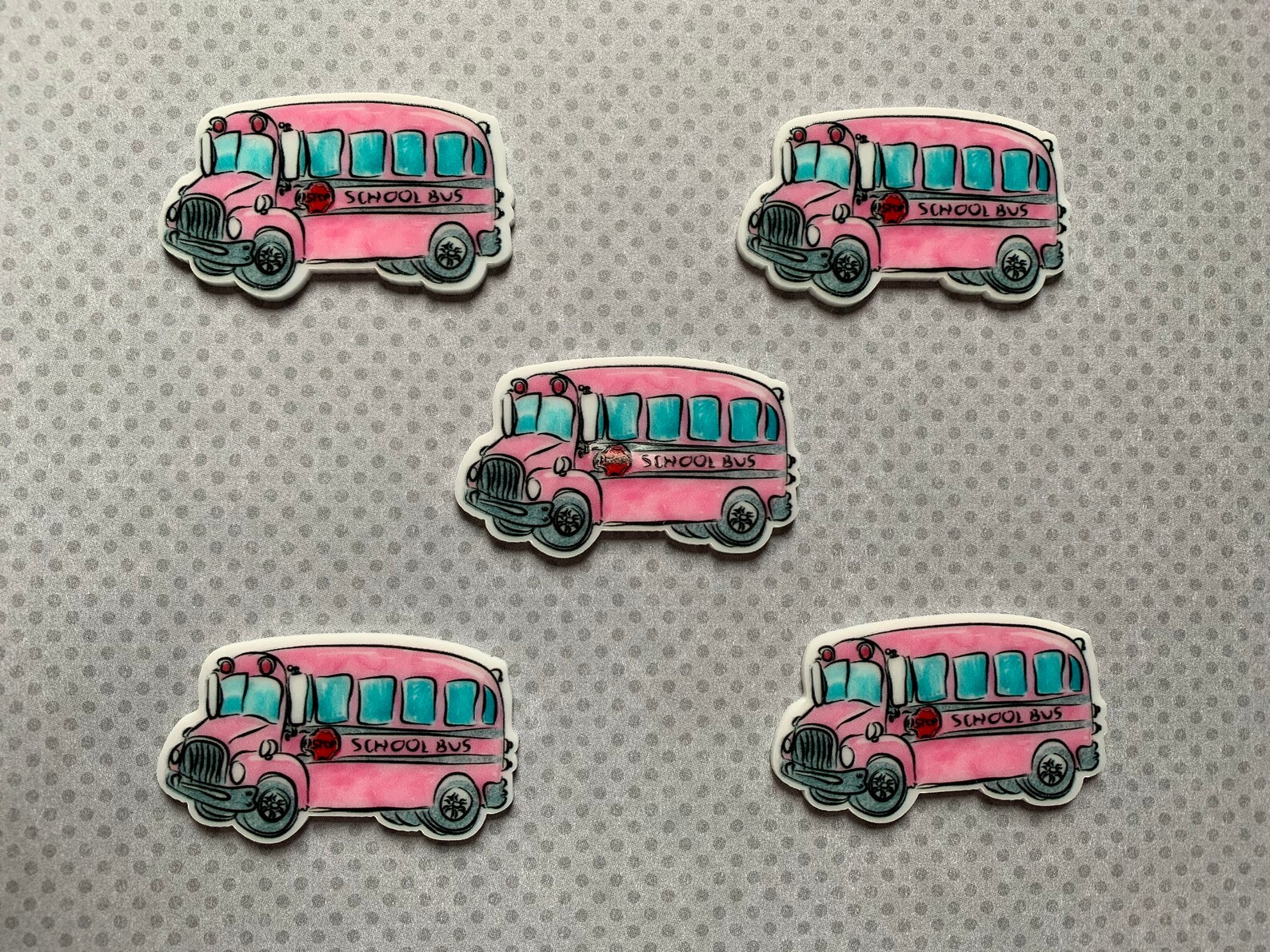 5pc. Pink School Bus Back to School Kawaii Planar Resin - Etsy