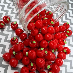 14pc Miniature Red Apples 3D Resin Fruit, Charms, Cabochon, Faux Food ...