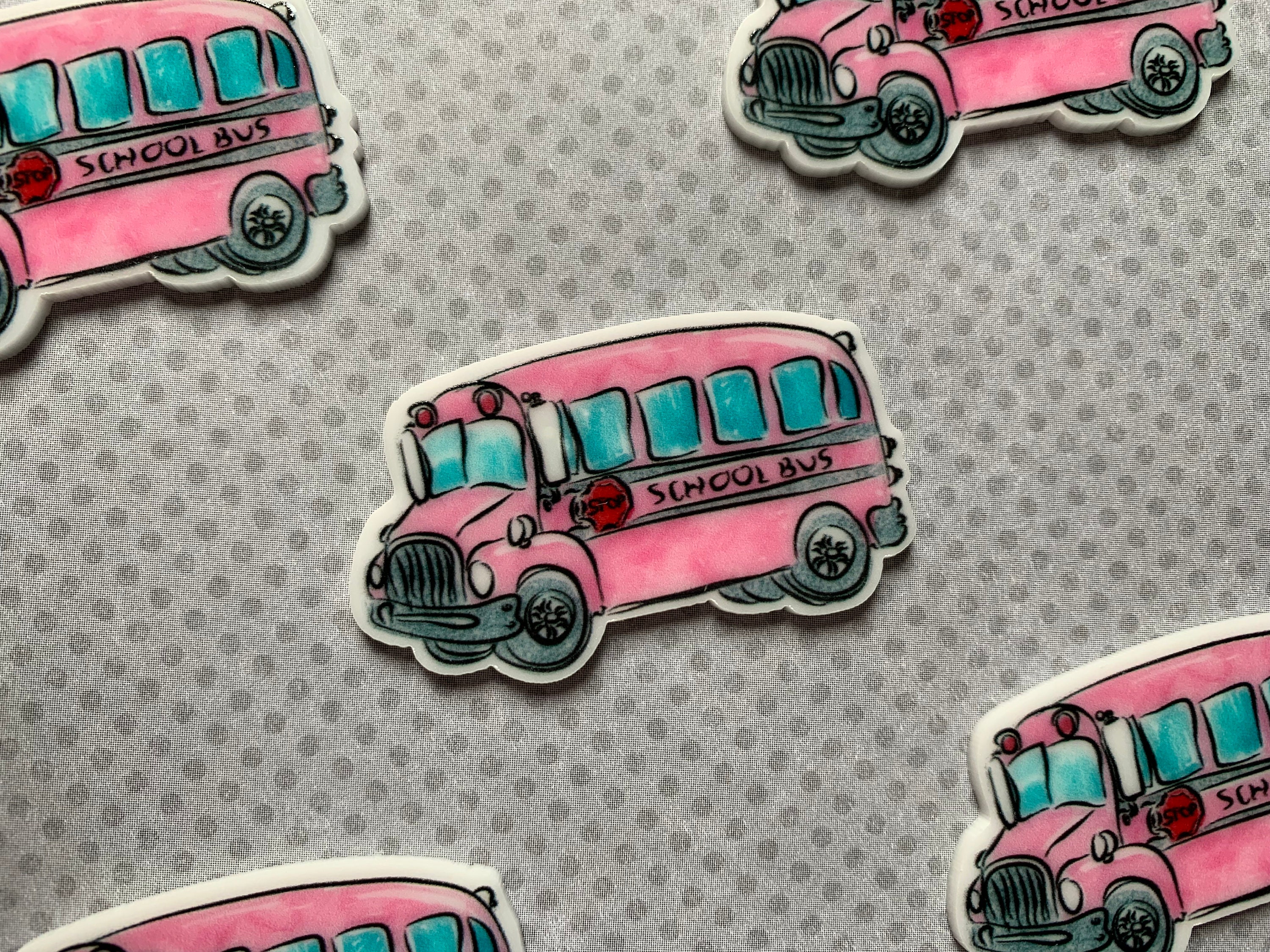 5pc. Pink School Bus Back to School Kawaii Planar Resin | Etsy