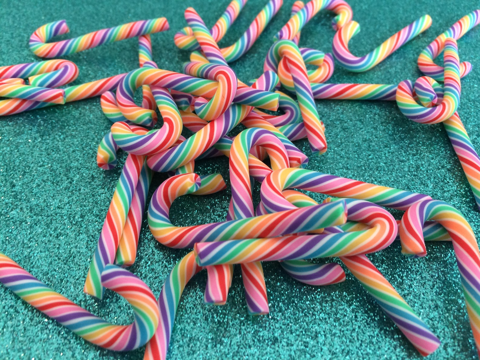 12pc. Rainbow Candy Cane Flatback Cabochon Charm Faux - Etsy