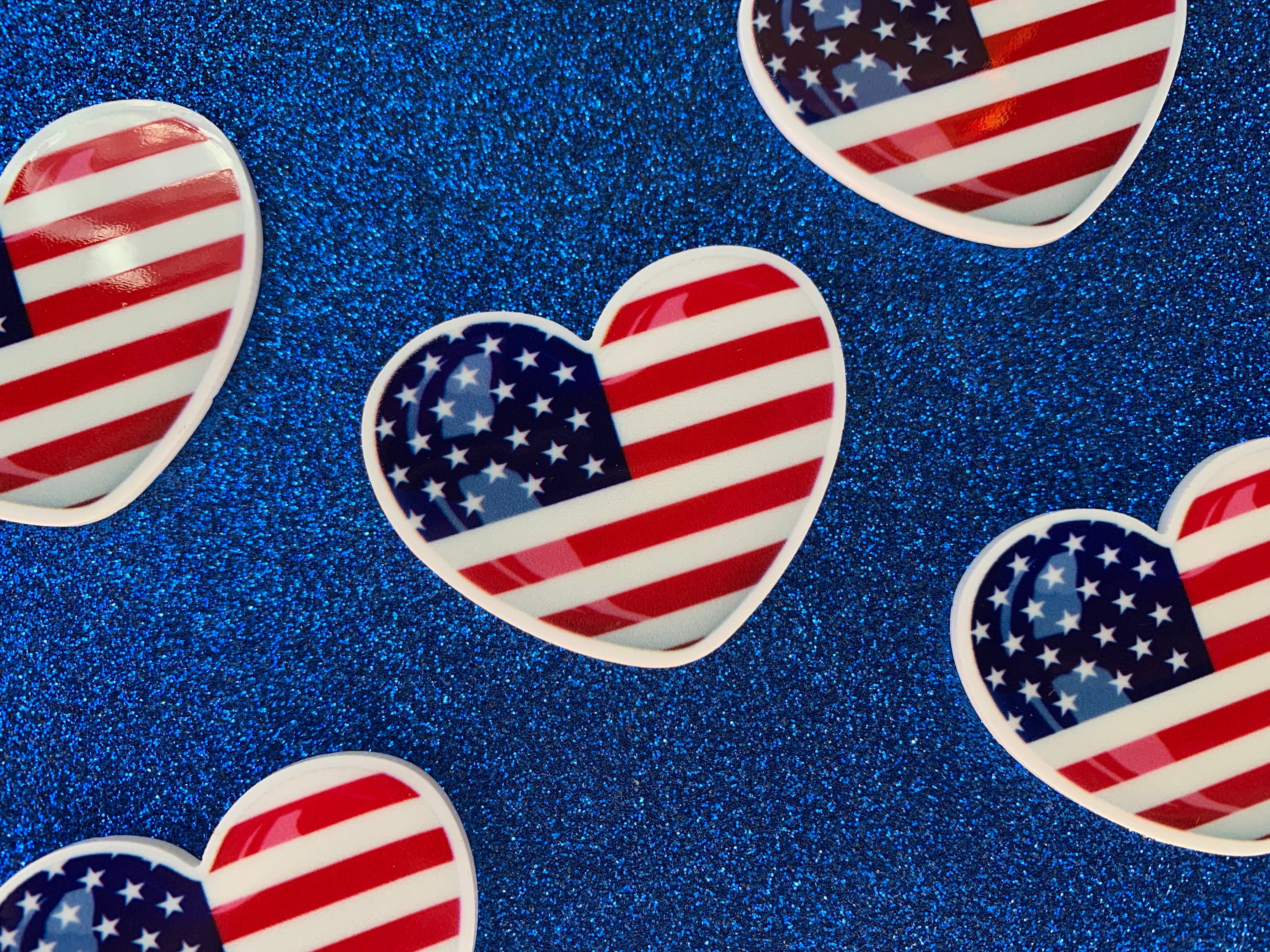 5pc. I Heart USA Flag Resin Planar Flatbacks, Cabochon, Charm, Bow ...