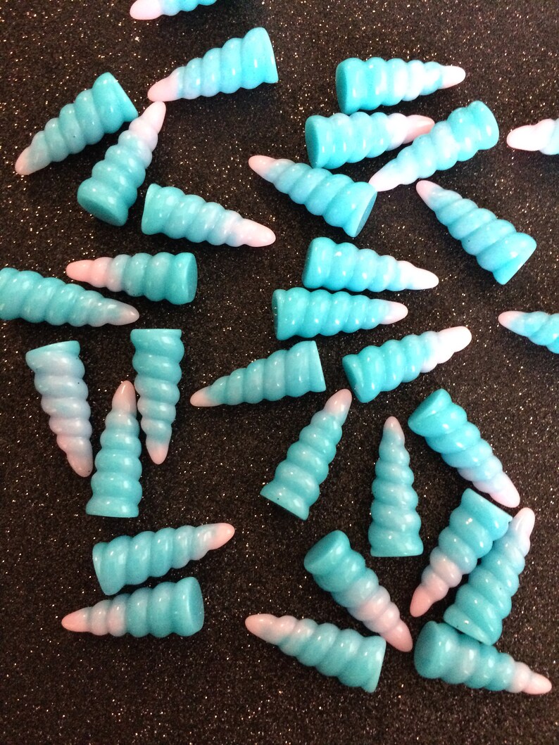 12pc. Blue Unicorn Horn With a Pink Tip, Resin Cabochon, so Kawaii! - Etsy