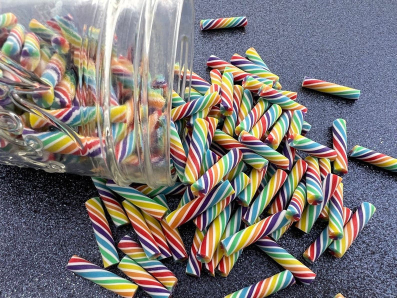 20pc. Miniature Rainbow Candy Sticks Polymer Clay Cabochon - Etsy