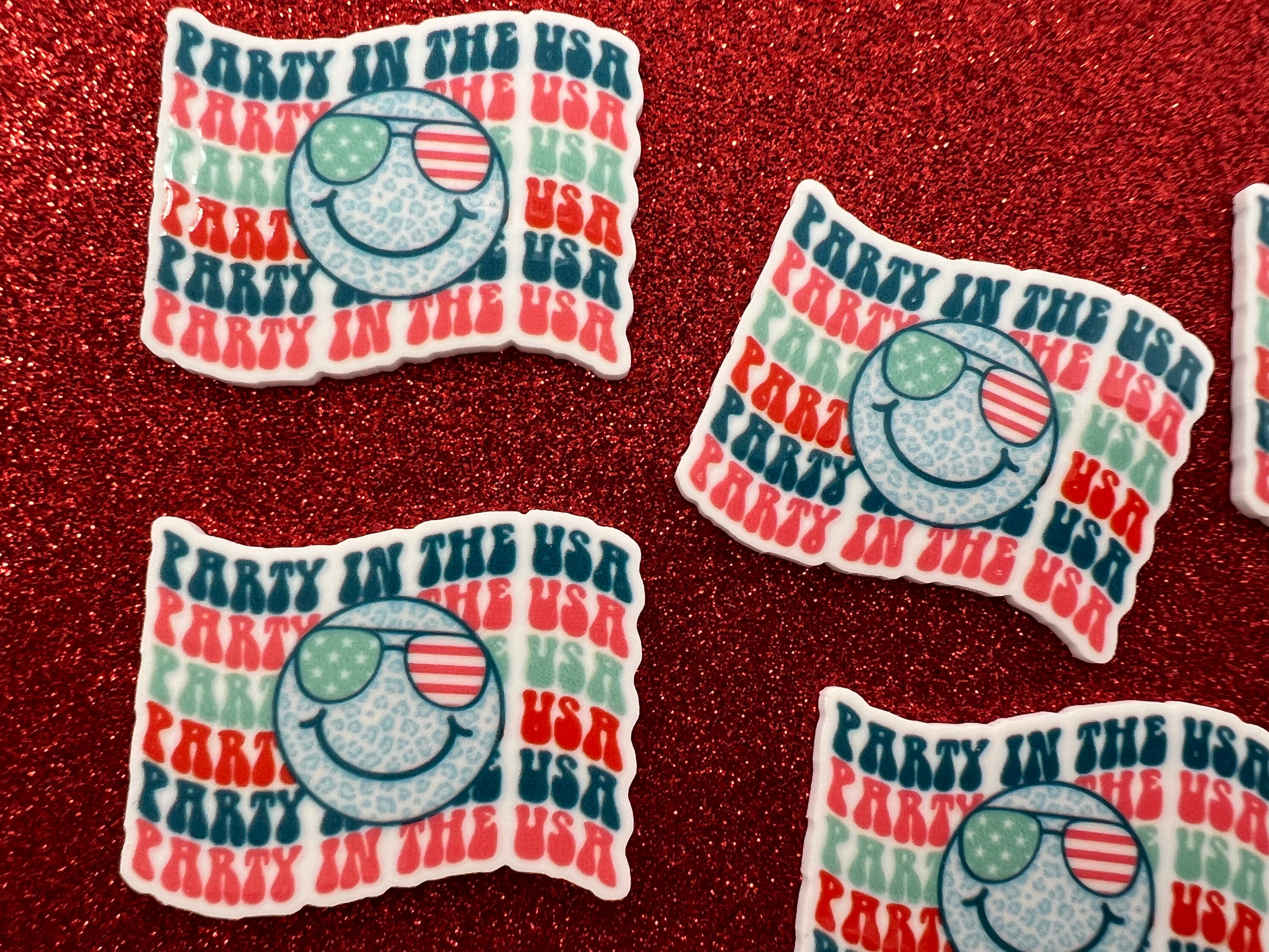 5pc. I Heart USA Flag Resin Planar Flatbacks, Cabochon, Charm, Bow ...