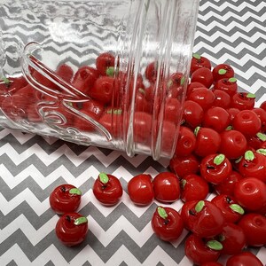 14pc Miniature Red Apples 3D Resin Fruit, Charms, Cabochon, Faux Food ...