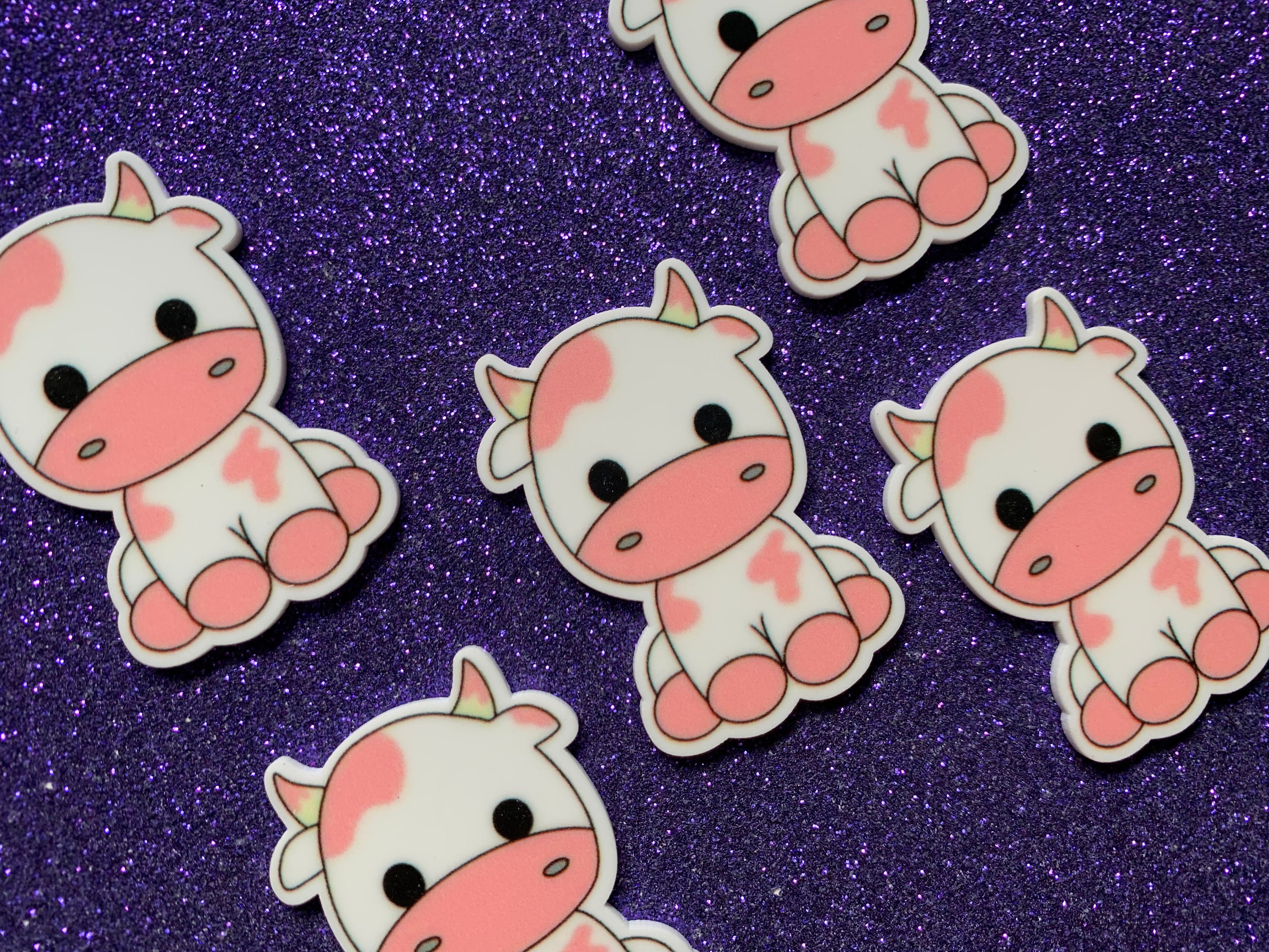 5pc. Happy Strawberry Cow so Kawaii Planar Resin Flatback | Etsy