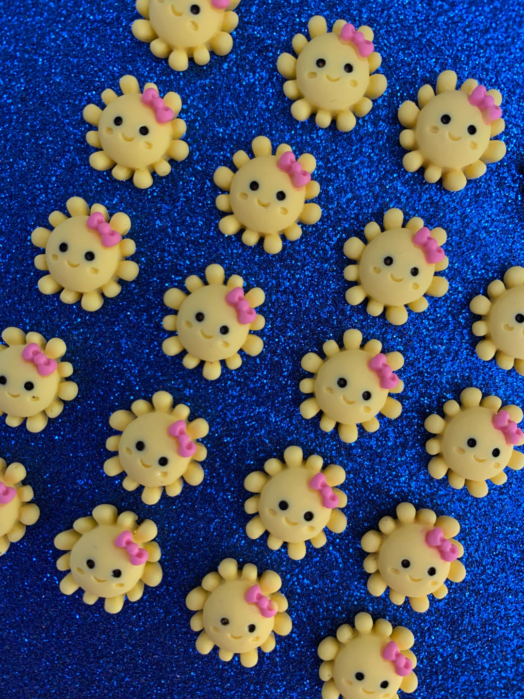 20pc. Kawaii, Micro Miniature Happy Face Sun Cabochon, Resin 3D Charm ...