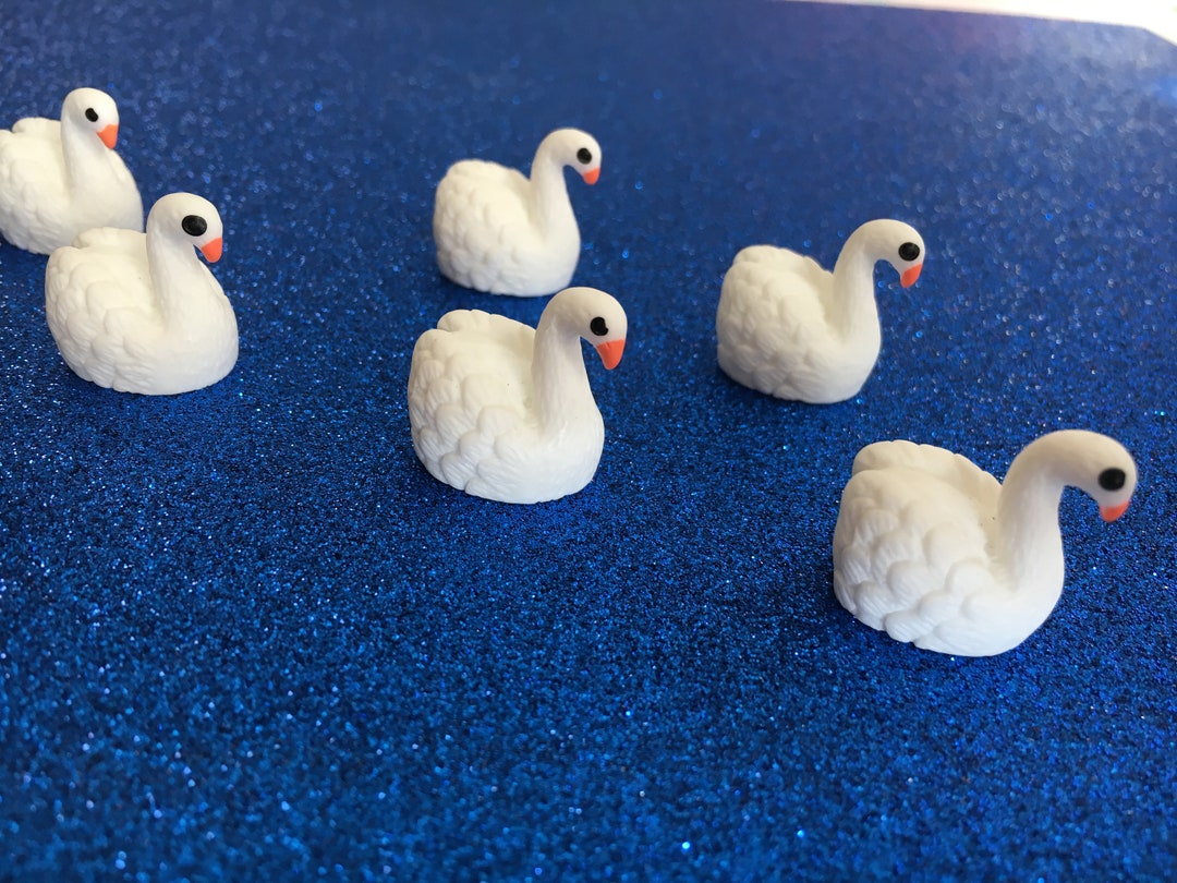 6pc. White Miniature Swans, 3D Resin Cabochon - Etsy