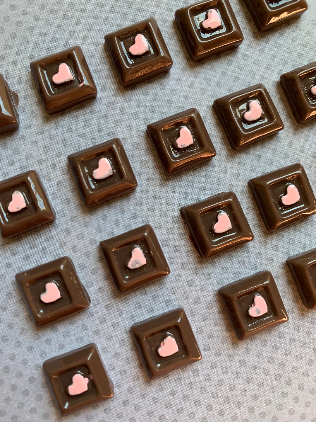 18pc. Micro Miniature Chocolate Squares, Cabochon, Charms, Faux Candy ...
