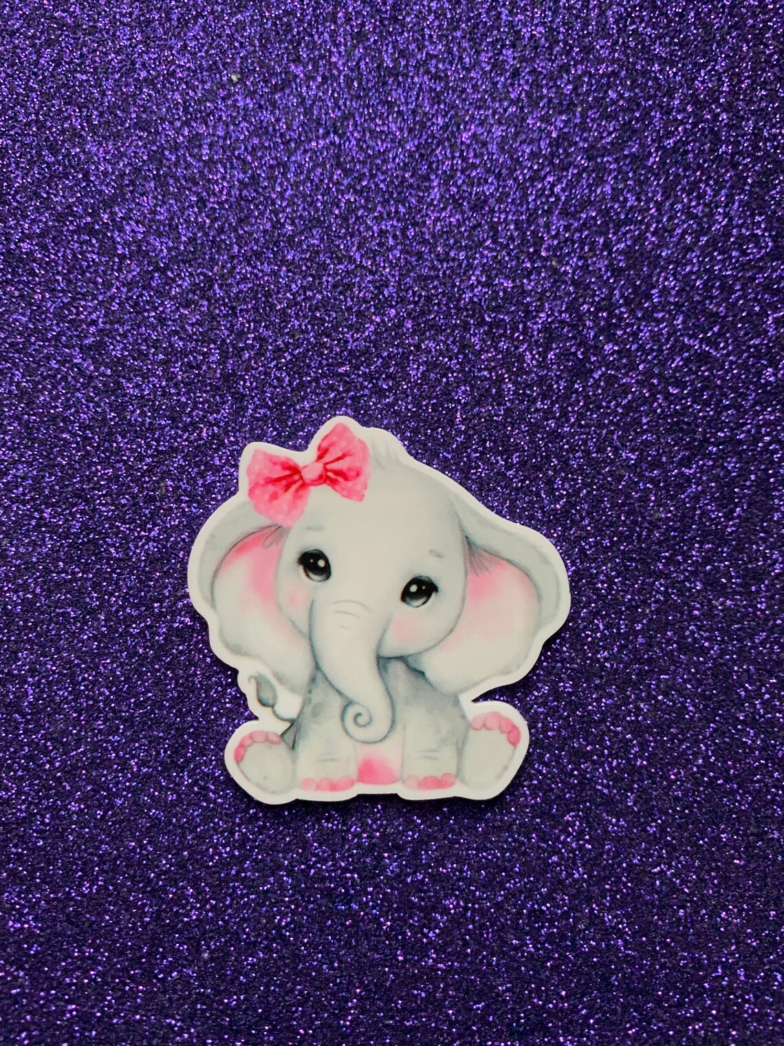 5pc. Elephant With a Pink Bow, Shine Bright, Baby Shower, Planar Resin ...