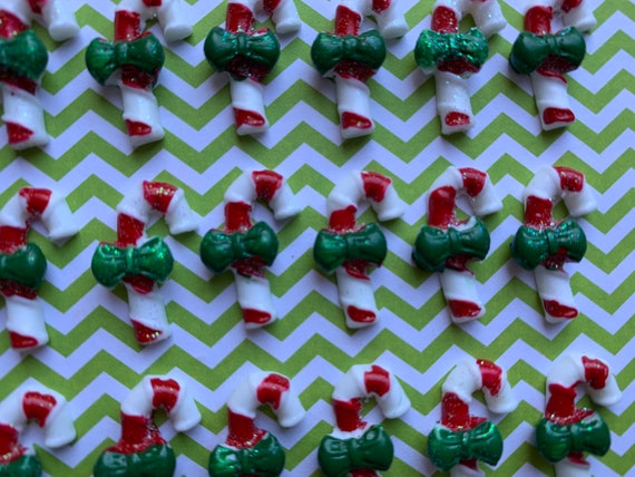 15pc. Micro Miniature Peppermint Candy Cane Flatback | Etsy