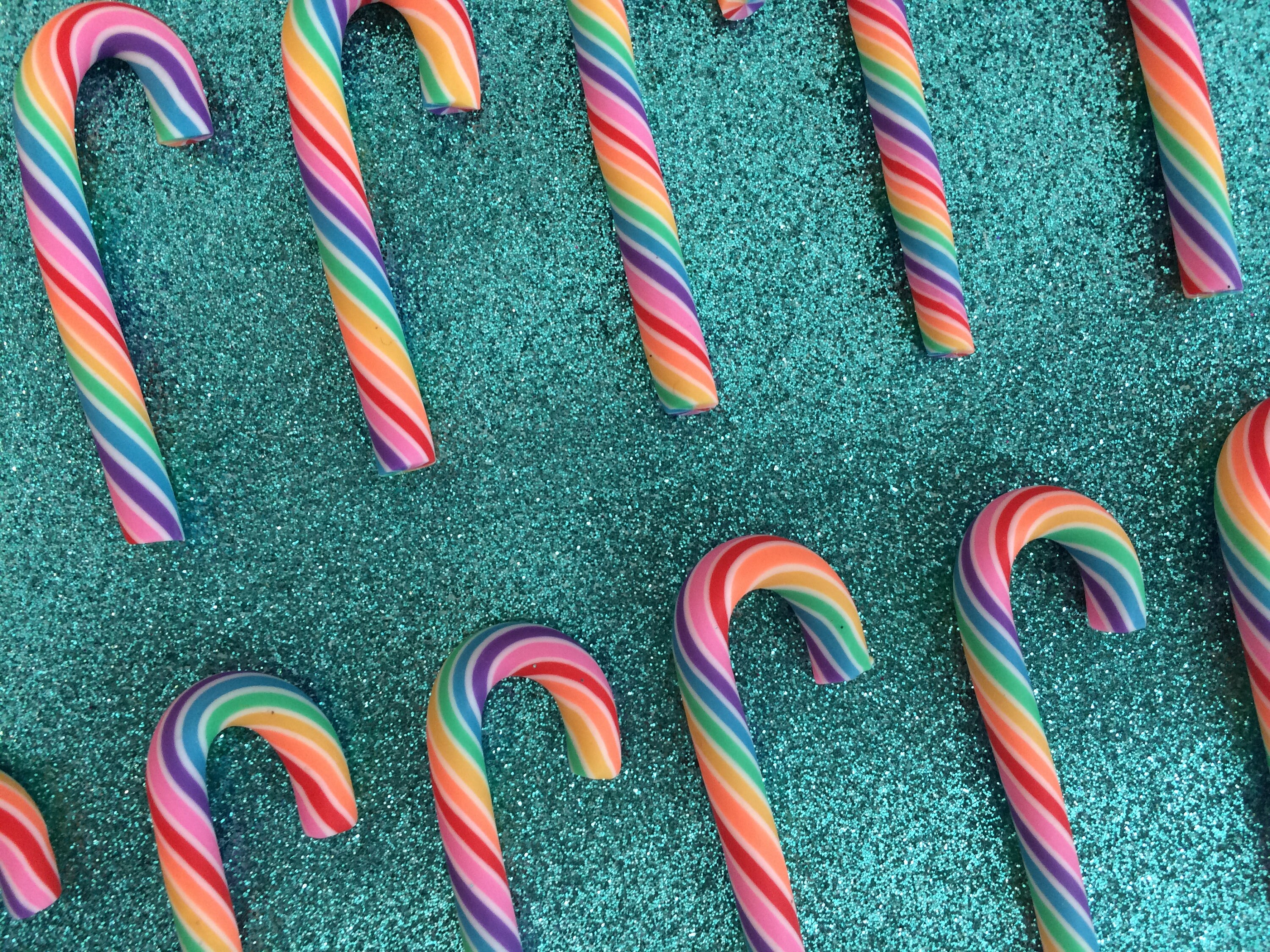 12pc. Rainbow Candy Cane Flatback Cabochon Charm Faux - Etsy