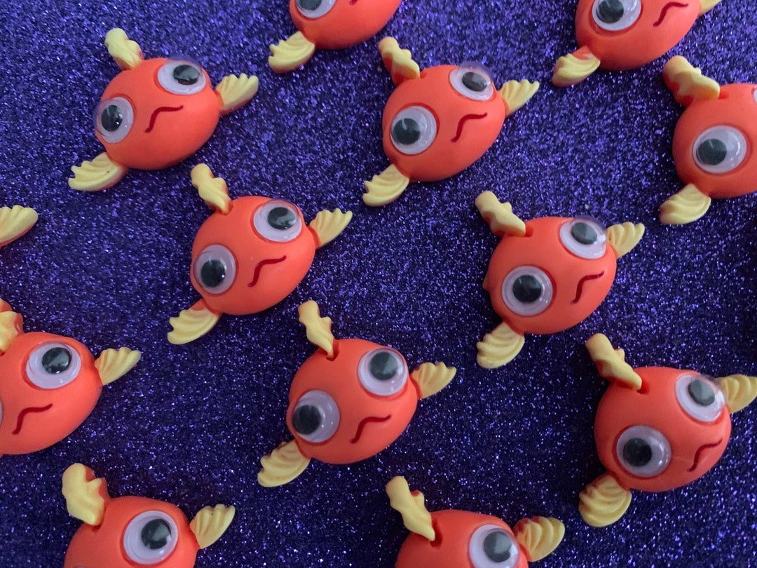 8pc. Googly Eyes Orange Gold Fish, Miniature Koi Fish, 3D Resin ...