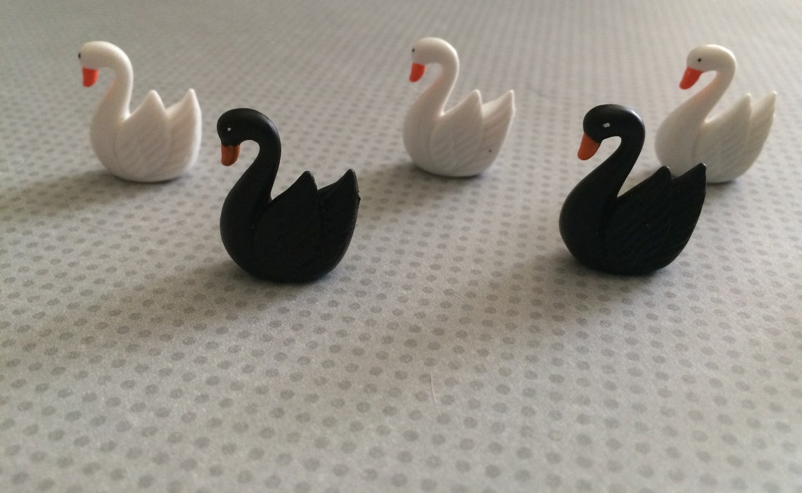 10pc. White and Black Miniature Swans 3D resin Cabochon | Etsy
