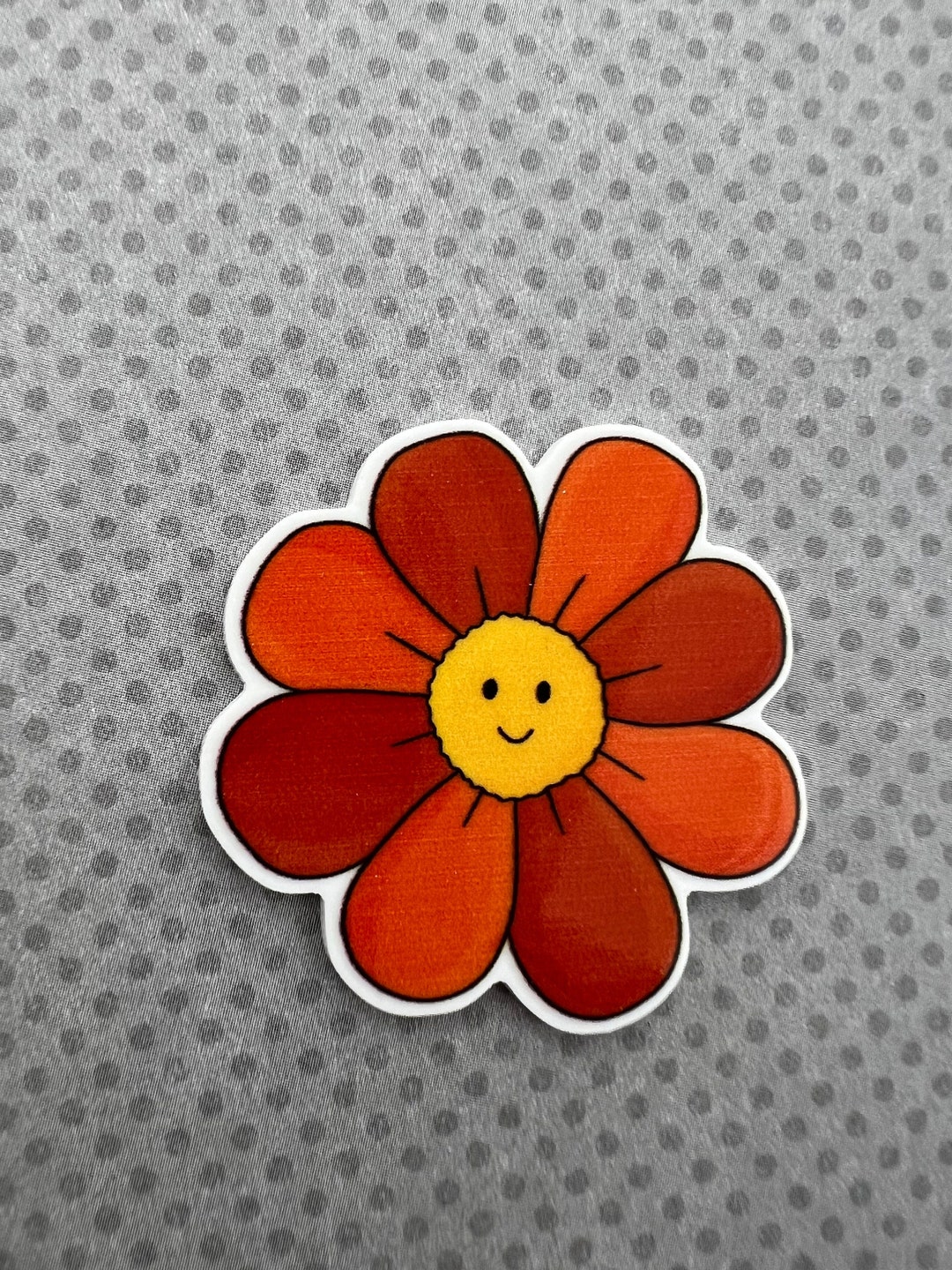 5pc Daisy, Smily Face, 70s, 60s, Resin Planar Flatback, Orange Flower ...