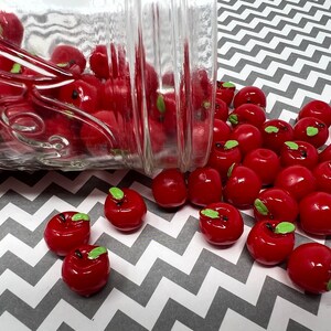 14pc Miniature Red Apples 3D Resin Fruit, Charms, Cabochon, Faux Food ...