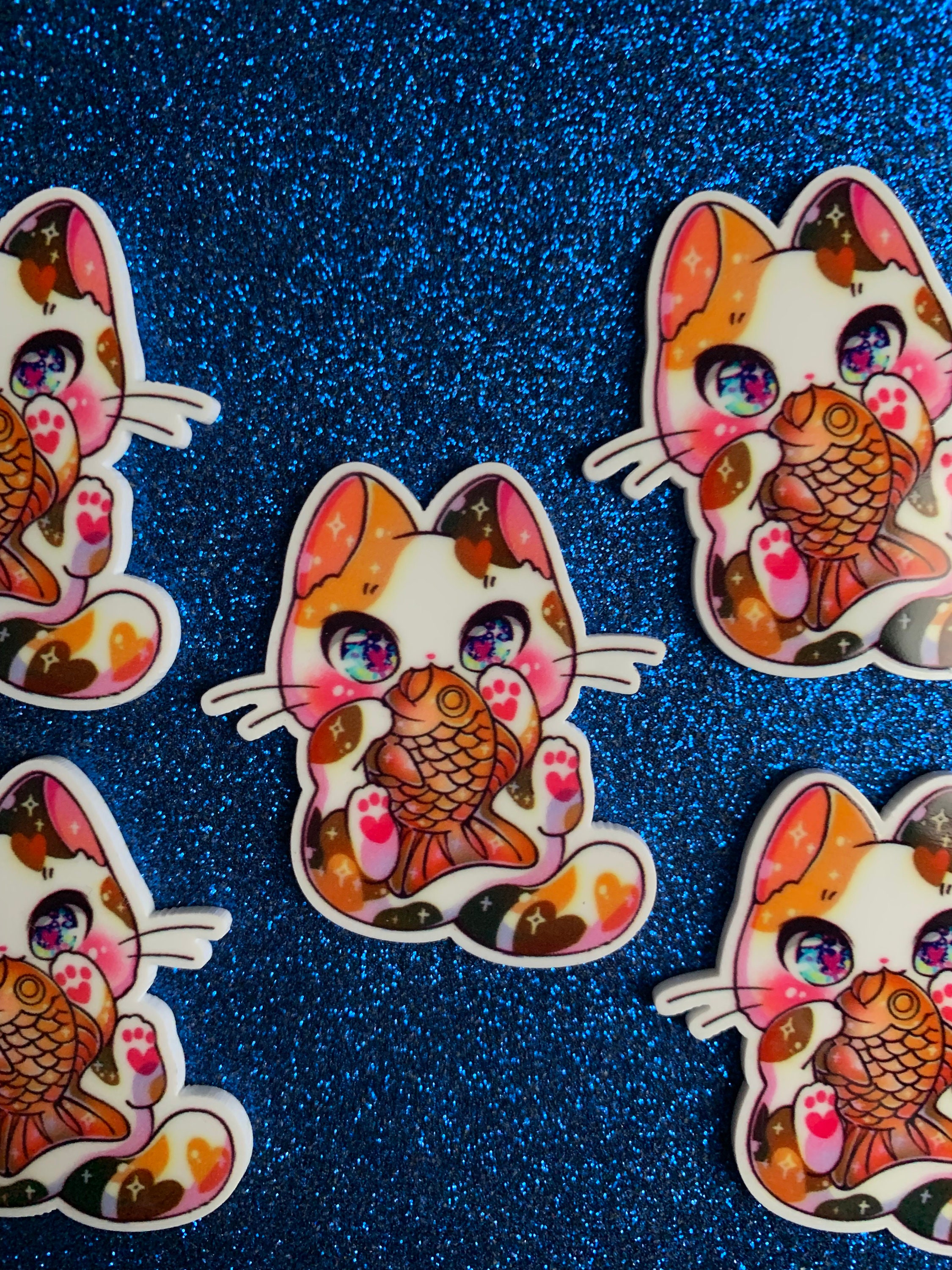 5pc. Asian Good Luck Cat, China, Japan, South Korea Flag Resin Planar ...