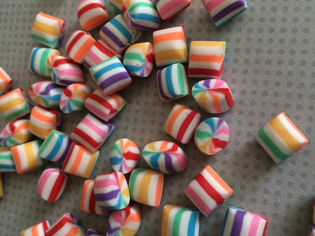 25pc. Miniature Rainbow Candy Gum, Polymer Clay Cabochon, Charm, Faux ...