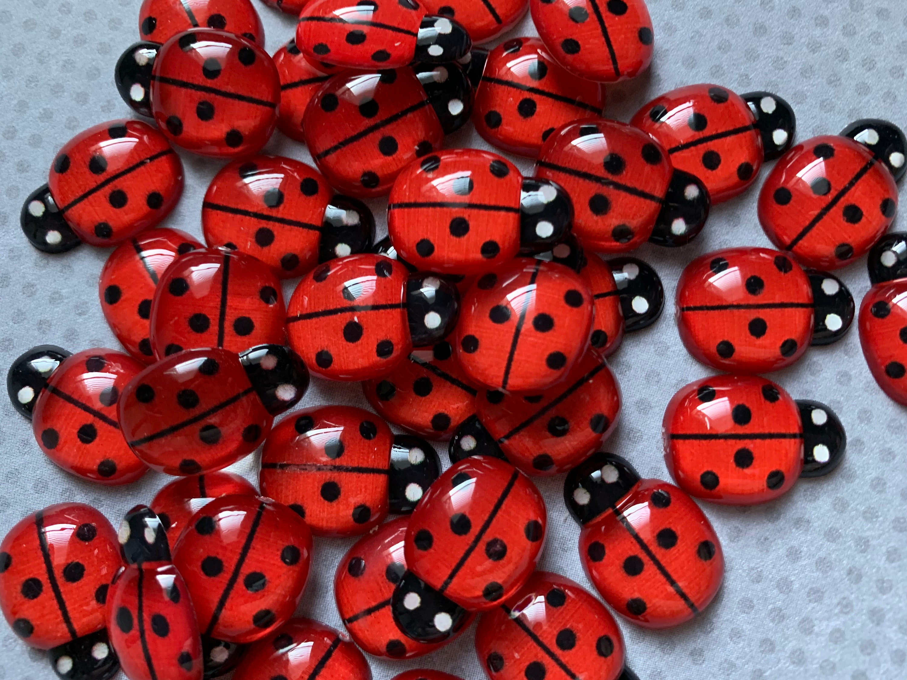 14pc. Ladybug, Lady Bug, 3D Resin Cabochon, Flatback, Bow Center, Charm ...