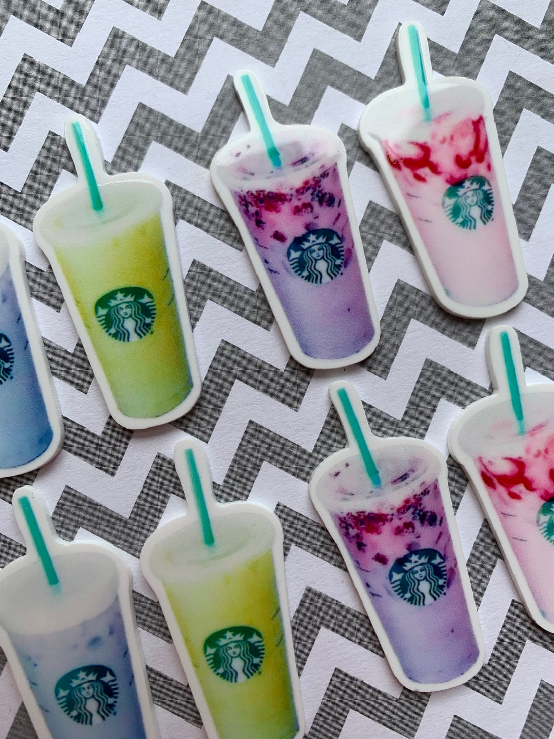 8pc Rainbow Acai Refresher, Coffee Planar Resin Cabochon, Bow Center ...