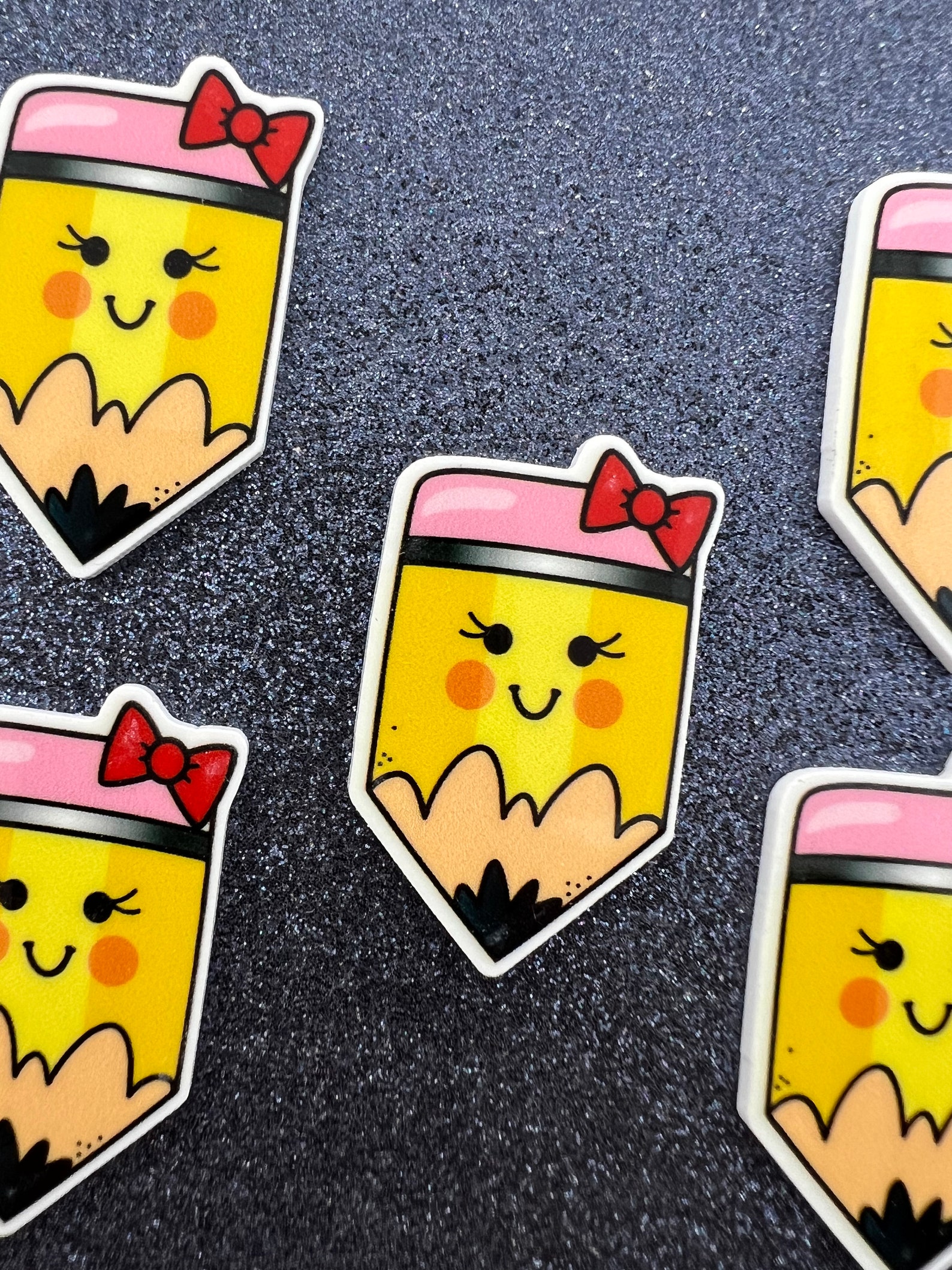 5pc. Pink Bow on a Pencil, Back to School, Kawaii, Planar Resin ...
