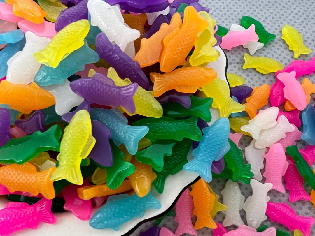 24pc. Miniature Rainbow Gummies, Swedish Fish, Resin Cabochon, Charm ...