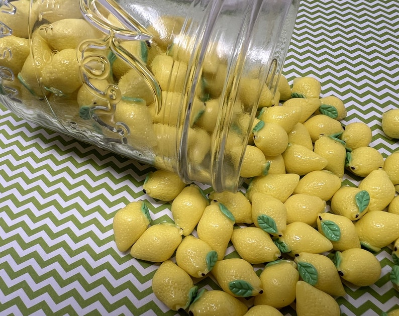 25pc Pucker Up! Miniature Lemon, 3D Resin Fruit, Cabochon, Charm, Faux ...