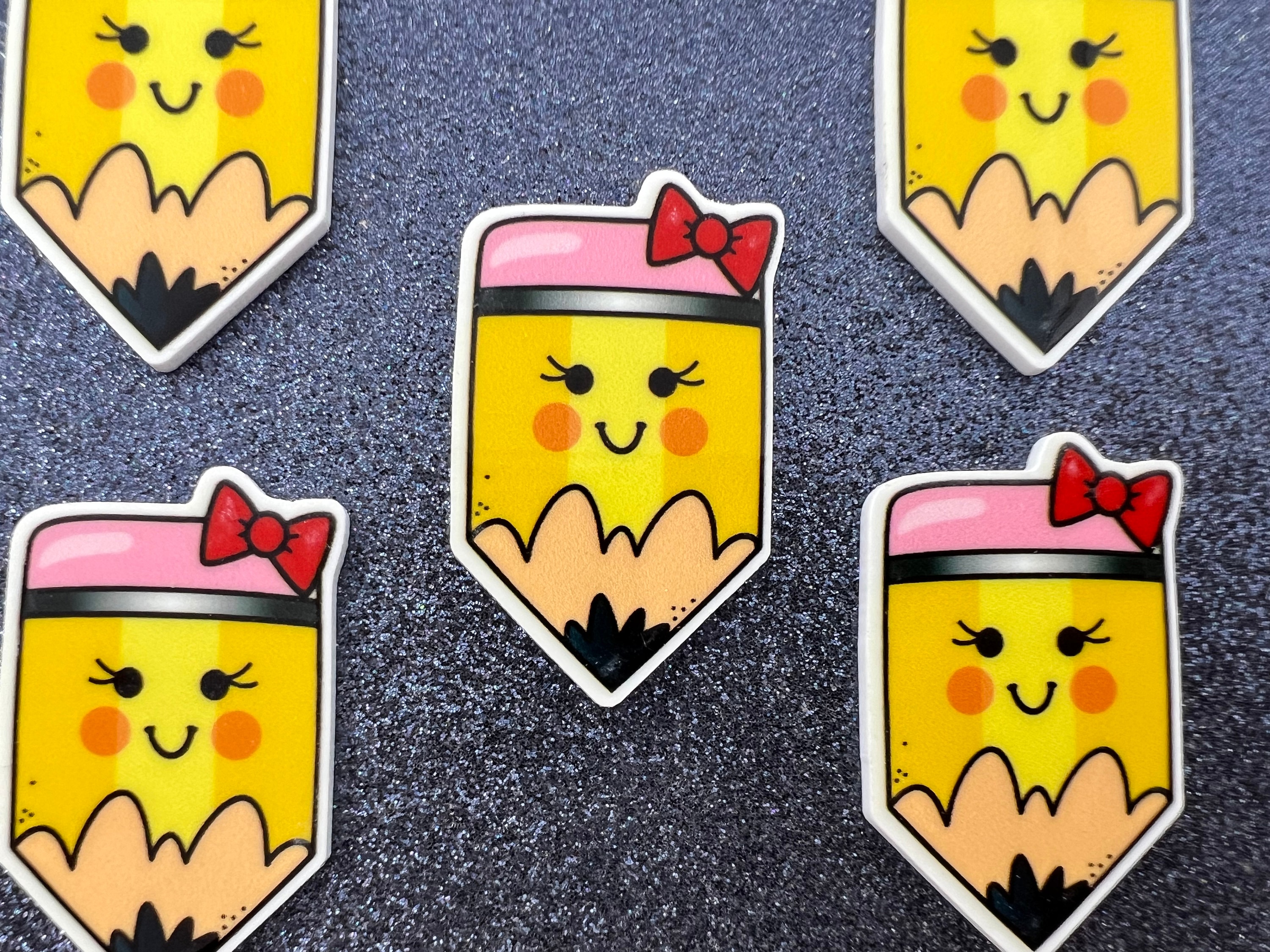5pc. Pink Bow on a Pencil, Back to School, Kawaii, Planar Resin ...