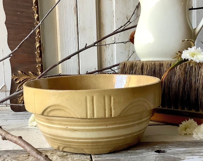 Antique Yellow Ware Bowl #7 Watt Pottery Ovenware 7-1/2" Farmhouse ...