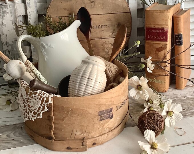 Antique 12" Bentwood Cheese Box "superior Cheese" Riser Display French ...