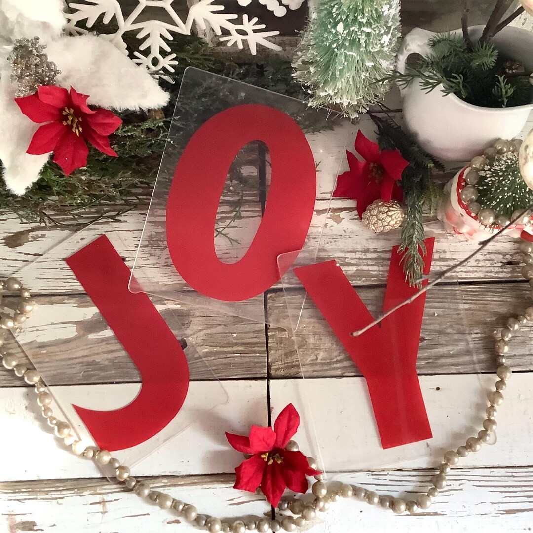 Vintage Lg RED Sign Board Letters joy Marquee Plastic Christmas ...