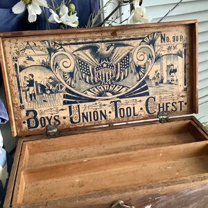Antique Boys Union Tool Box No.90b Primitive Rustic Farmhouse Display ...