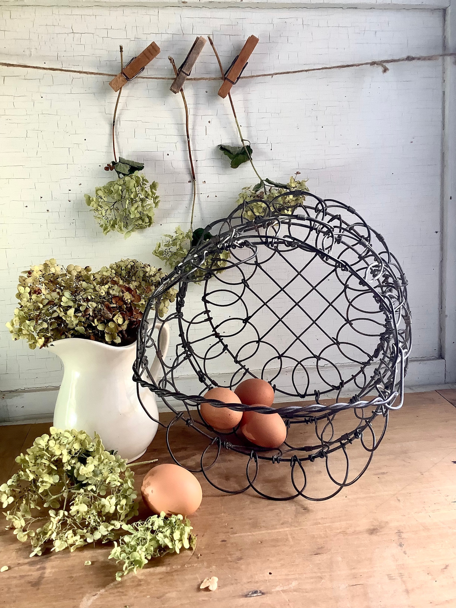 Antique Large Wire Egg Basket Wire Ware Collapsible Folding - Etsy