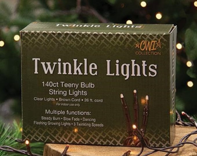 Twinkle String Lights Teeny Lites Multi Function 140 26ft Brown /white ...