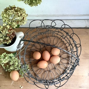 Antique Large Wire Egg Basket Wire Ware Collapsible Folding - Etsy