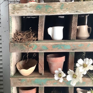 Antique Green Wood Divided Crate Cubbies Primitive Rustic Sorter ...