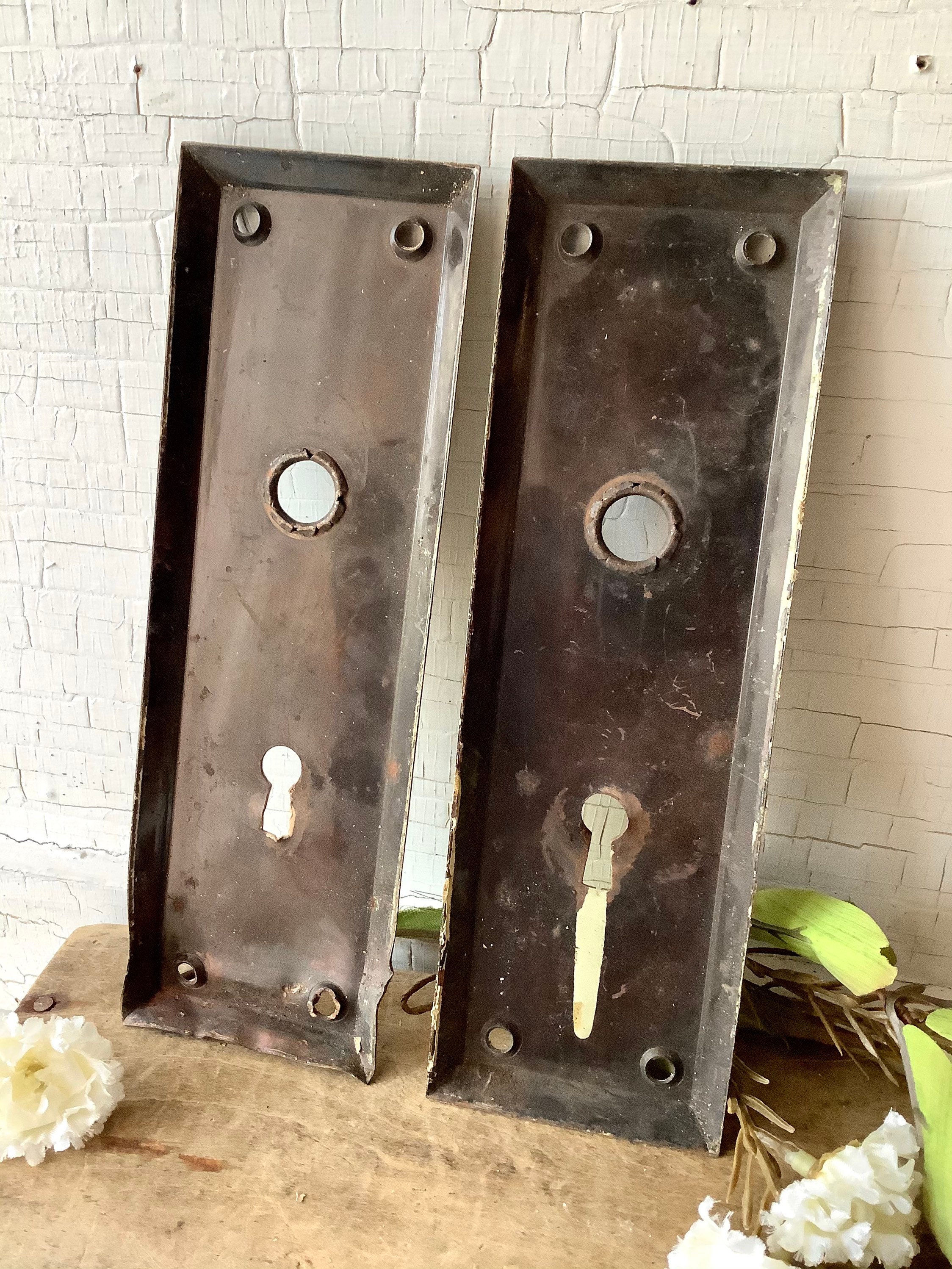 Antique Hardware 2 Door Back Plates Green & Pink Rustic | Etsy